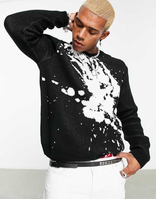 ASOS DESIGN - Pull en maille imprimé sur le devant - Noir | ASOS