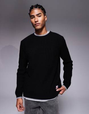 ASOS DESIGN - Pull en maille texturée oversize avec étiquette tissée ...