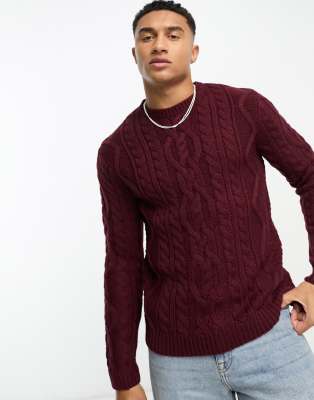 ASOS DESIGN - Pull en maille torsadée - Bordeaux | ASOS