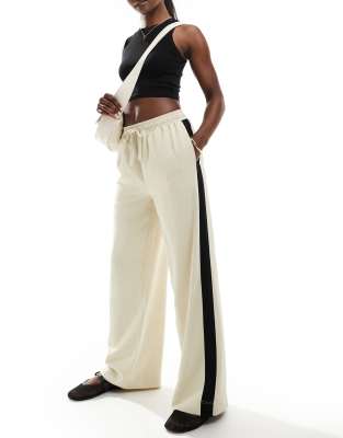 ASOS DESIGN pull-on pants with contrast panel in sand | ASOS