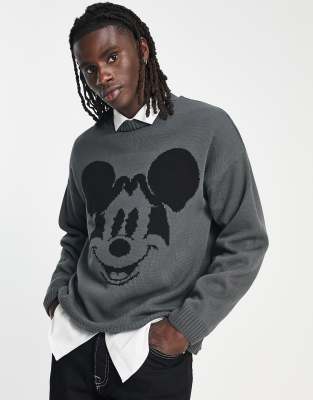 ASOS DESIGN Punk Mickey oversized knitted jumper In grey | ASOS
