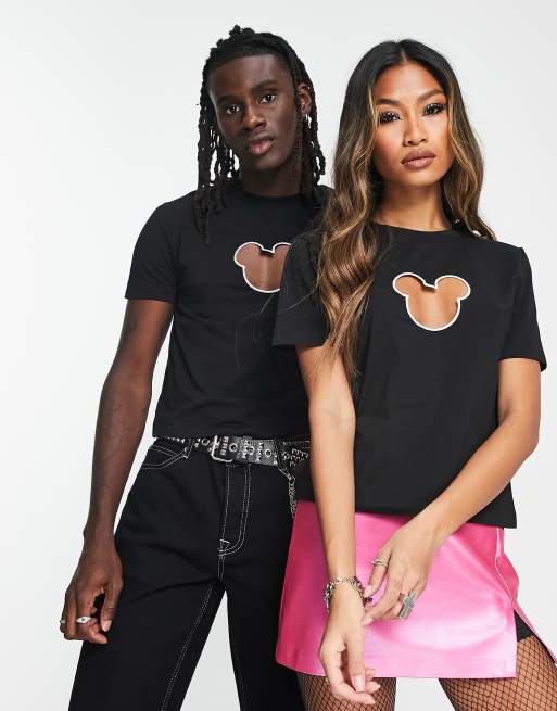 ASOS DESIGN - Punk Mickey - T-shirt slim unisex nera con cut-out | ASOS