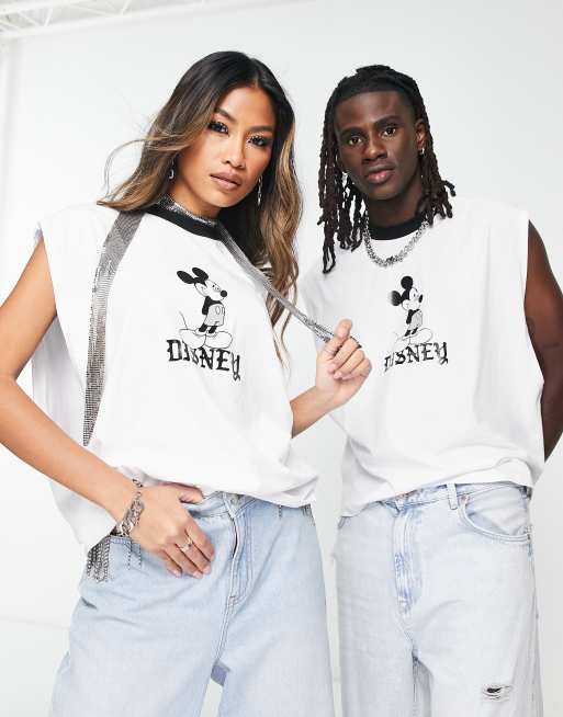 ASOS DESIGN Punk Mickey unisex oversized singlet with Disney prints in ...
