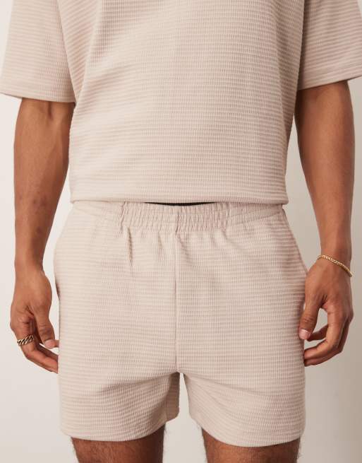 ASOS DESIGN pyjama set in beige waffle | ASOS