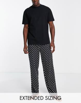 ASOS DESIGN pyjama set with t-shirt and trousers in black and white ...