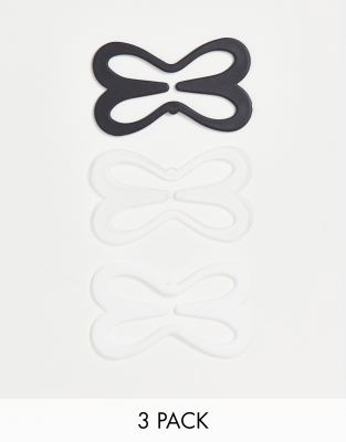 ASOS DESIGN racer back bra clips in white, black & clear | ASOS