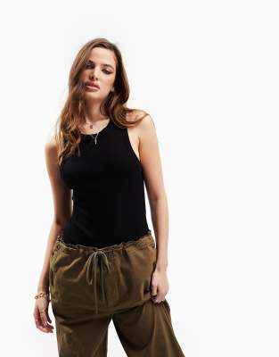 ASOS DESIGN racer neck bodysuit in black | ASOS