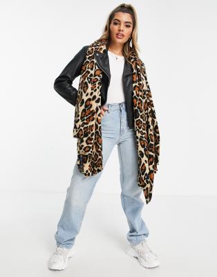 ASOS DESIGN raw edge scarf in leopard print | ASOS