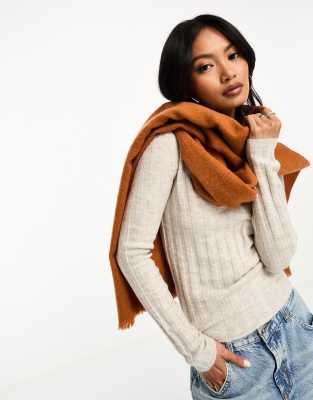 ASOS DESIGN raw edge scarf in rust | ASOS