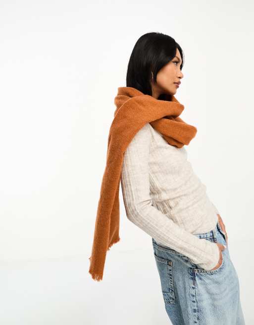ASOS DESIGN raw edge scarf in rust | ASOS