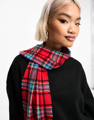 ASOS DESIGN red tartan woven check scarf | ASOS