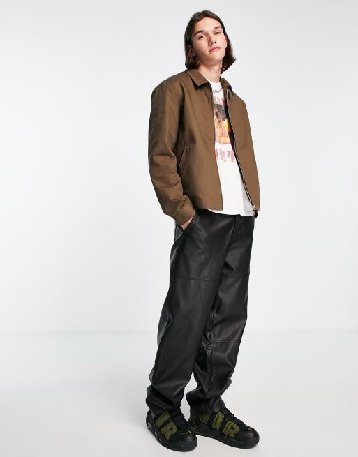 ASOS DESIGN regular fit harrington jacket in brown | ASOS