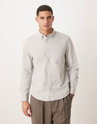 ASOS DESIGN regular fit oxford shirt in light gray | ASOS