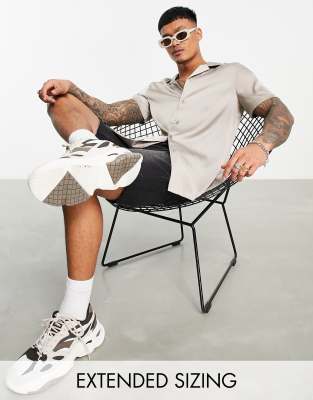 ASOS DESIGN regular satin shirt in grey | ASOS