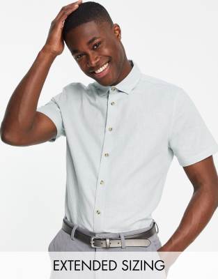 ASOS DESIGN regular smart linen shirt in mint | ASOS