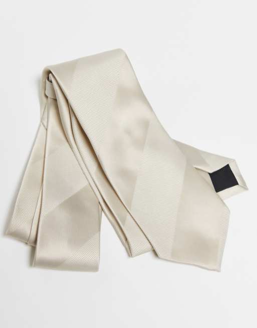 ASOS Design regular tie with tonal stripe in stone | ASOS