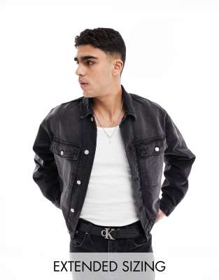 ASOS DESIGN relaxed boxy denim jacket in washed black | ASOS