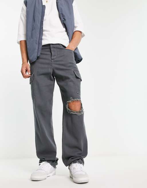 ASOS DESIGN relaxed cargo pants with busted knee | ASOS