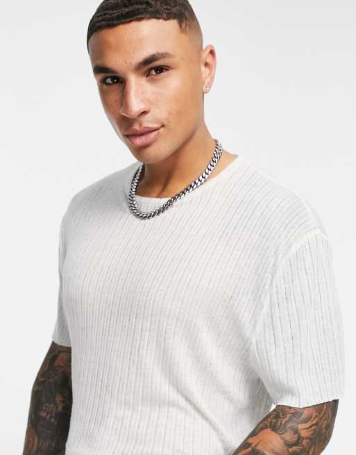 ASOS DESIGN relaxed fit t-shirt in lightweight rib with raw edges in ...