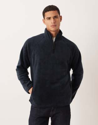 ASOS DESIGN relaxed funnel neck quarter zip fleece sweatshirt in light ...