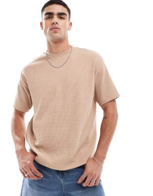 ASOS DESIGN relaxed heavyweight waffle t-shirt in neutral | ASOS