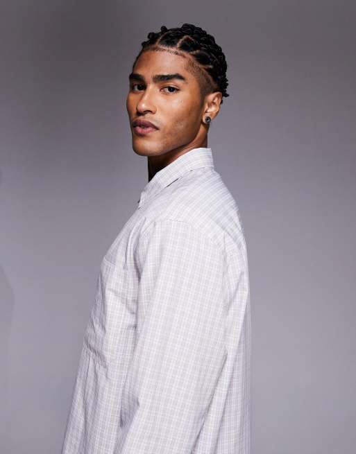 ASOS DESIGN relaxed overhead shirt in beige check | ASOS