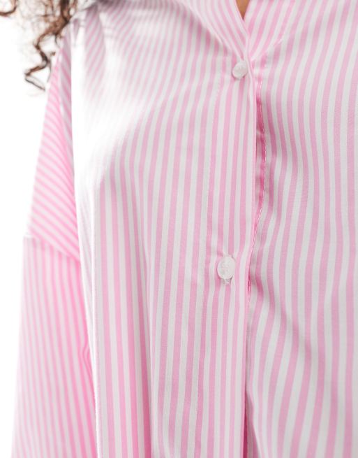 ASOS DESIGN relaxed shirt in pink stripe | ASOS