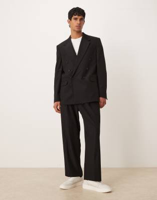 ASOS DESIGN relaxed square shoulder suit in black | ASOS
