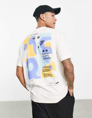 ASOS DESIGN relaxed t-shirt in beige with graphic back print | ASOS