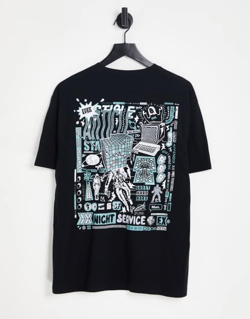 Asos Design Relaxed T Shirt In Black With Street Front And Chest Print Asos