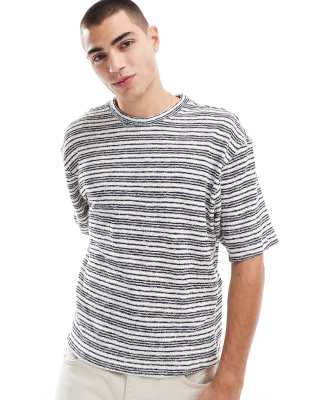 ASOS DESIGN relaxed t-shirt in loose knit navy and white stripe | ASOS