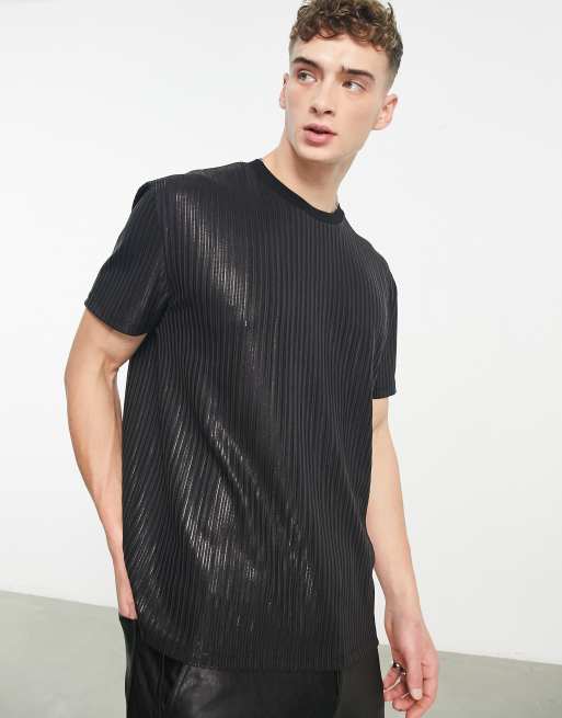 ASOS DESIGN relaxed t-shirt in metallic rib | ASOS