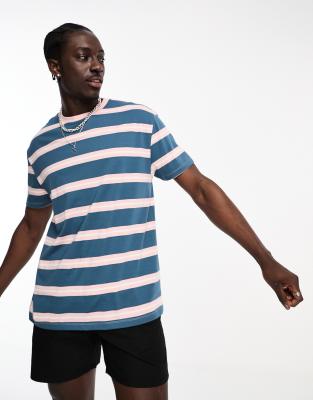 ASOS DESIGN relaxed T-shirt in teal & pink stripe | ASOS
