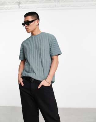 ASOS DESIGN relaxed T-shirt in textured rib in green | ASOS