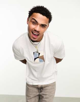 ASOS DESIGN relaxed t-shirt in white with abstract art chest print | ASOS