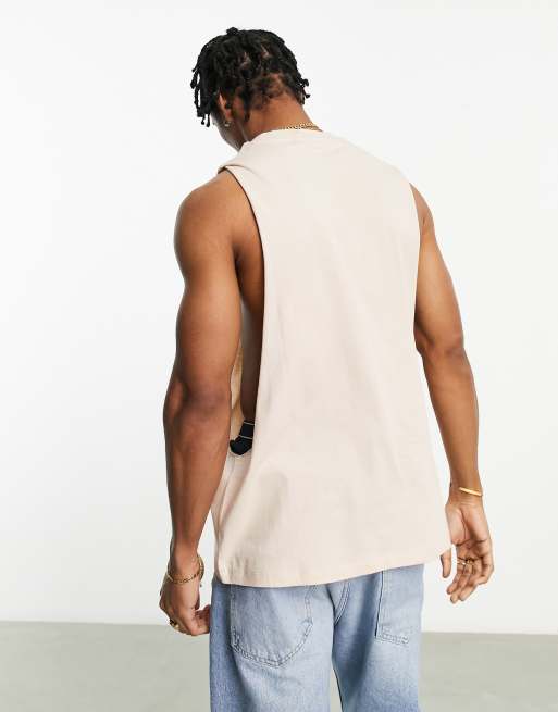 ASOS DESIGN relaxed vest with dropped armhole in beige | ASOS