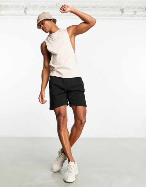 ASOS DESIGN relaxed vest with dropped armhole in beige | ASOS