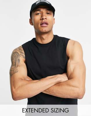 ASOS DESIGN relaxed vest with dropped armhole in black - BLACK | ASOS