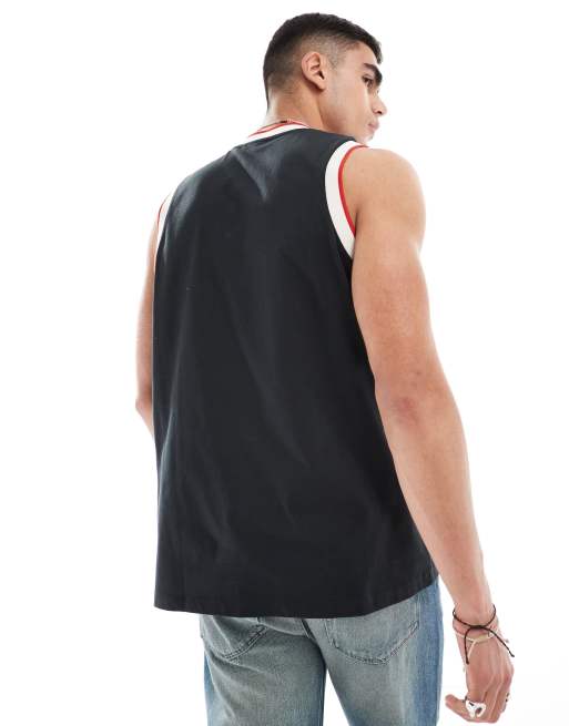 ASOS DESIGN relaxed vest with print and tipping | ASOS