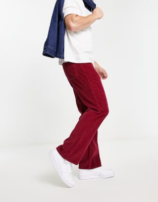 ASOS DESIGN retro bootcut jeans in red cord | ASOS