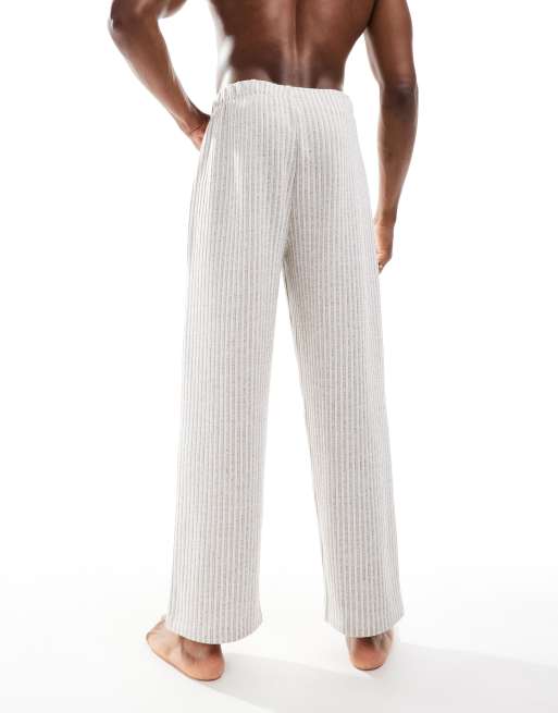 ASOS DESIGN ribbed lounge pants in beige | ASOS