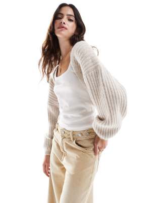 ASOS DESIGN ribbed shrug in ecru | ASOS