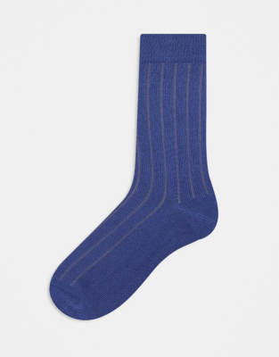 ASOS DESIGN ribbed socks in dark blue | ASOS