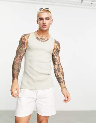 ASOS DESIGN ribbed tank top in light gray | ASOS