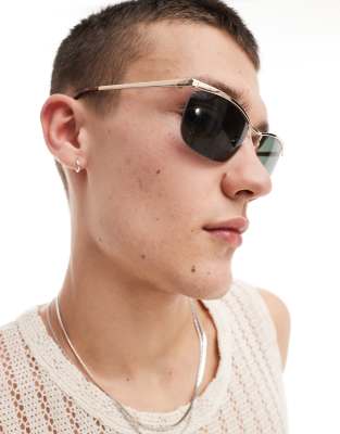 ASOS DESIGN rimless sunglasses in gold | ASOS