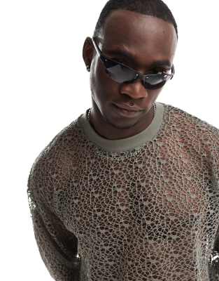 ASOS DESIGN rimless wrap sunglasses in black | ASOS