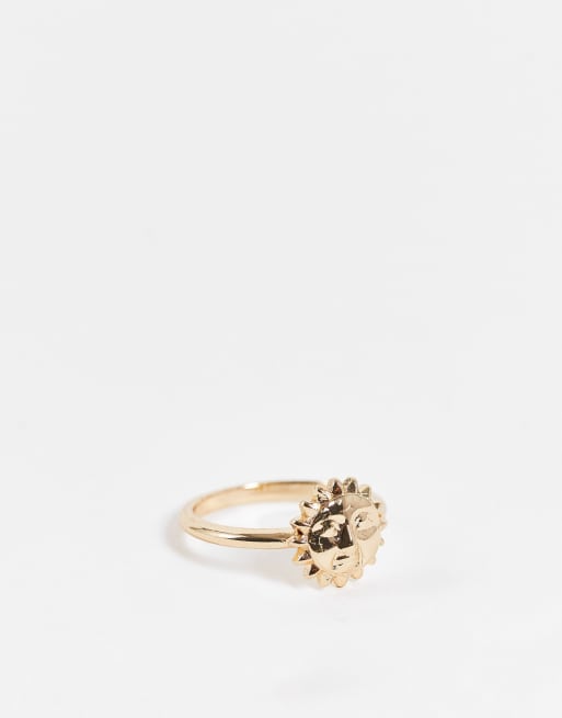 Asos Design Ring Met Zon In Goudkleur Asos