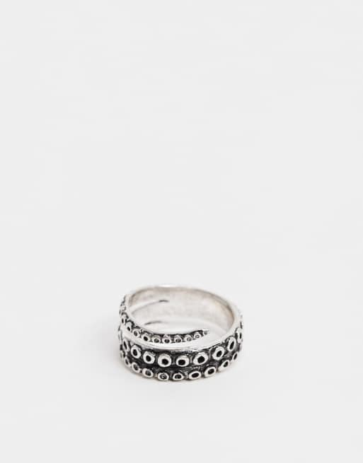 Asos Design Ring With Octopus Design In Silver Tone Asos