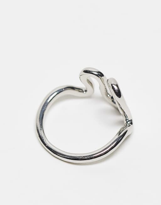 ASOS DESIGN ring with squiggle design in silver tone | ASOS
