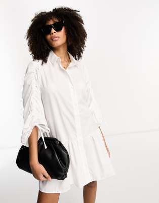 ASOS DESIGN - Robe chemise courte coupe babydoll en coton avec ourlet à basque - Blanc | ASOS